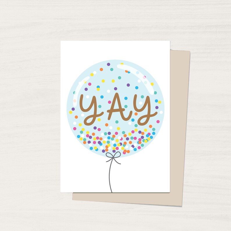 PRINTABLE Yay Colorful Confetti Blue Balloon Congratulations Birthday ...