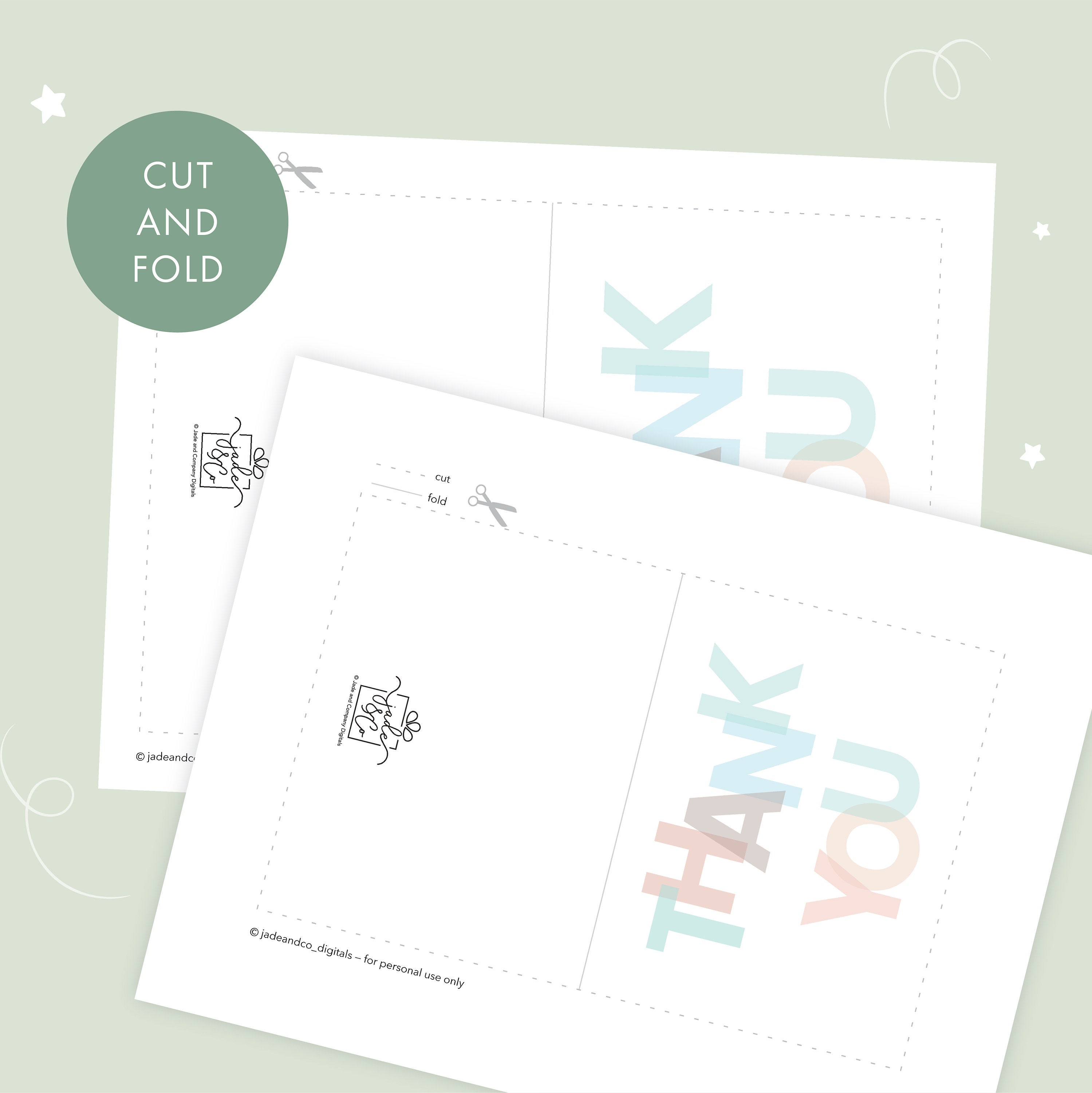 PRINTABLE Pastel Thank You Lettering Gratitude Greeting Card - Etsy