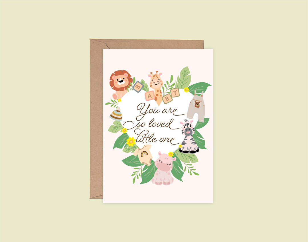 Safari Animal Baby Shower Card: Boho Heart Design (instant Download) - Etsy