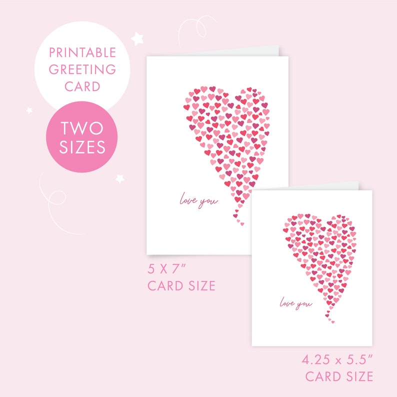 PRINTABLE Love You Happy Anniversary Red Pink Hearts in One Big Heart ...