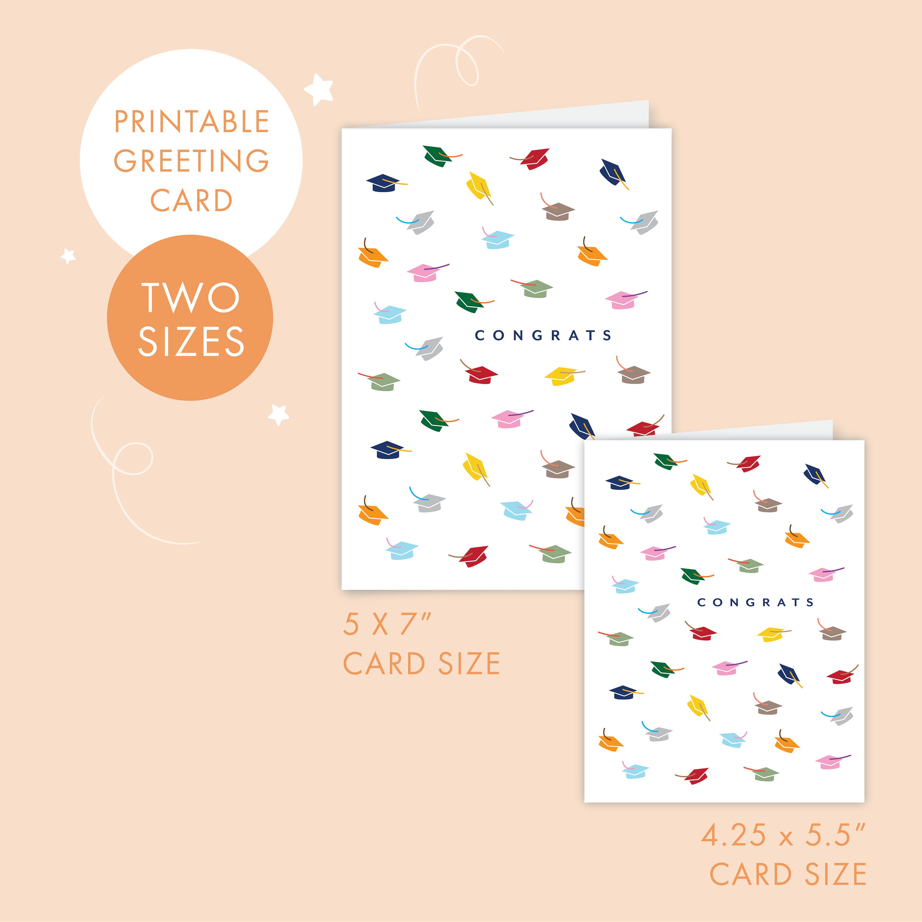 PRINTABLE Congrats Graduation Caps Pattern Congratulations Grad Happy ...