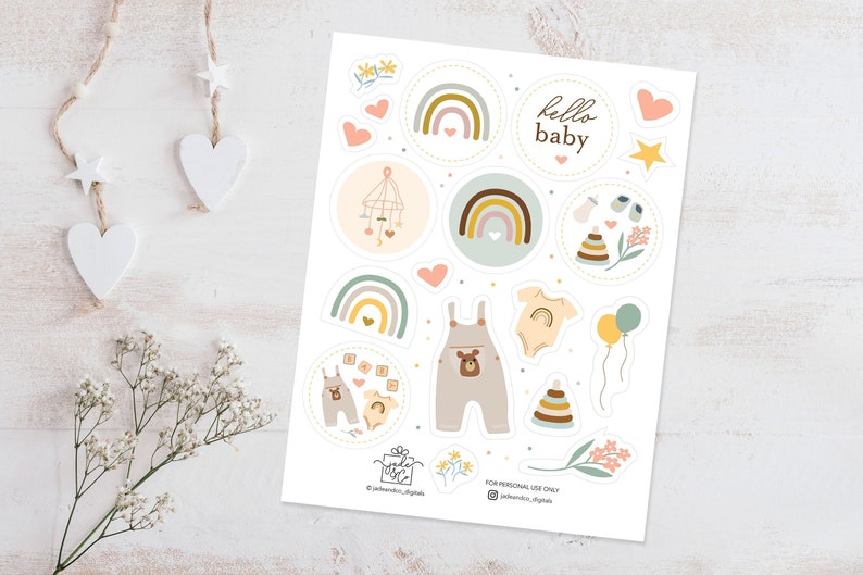 PRINTABLE Hello Baby Cute Boho Baby Shower Cupcake Cake Toppers or ...