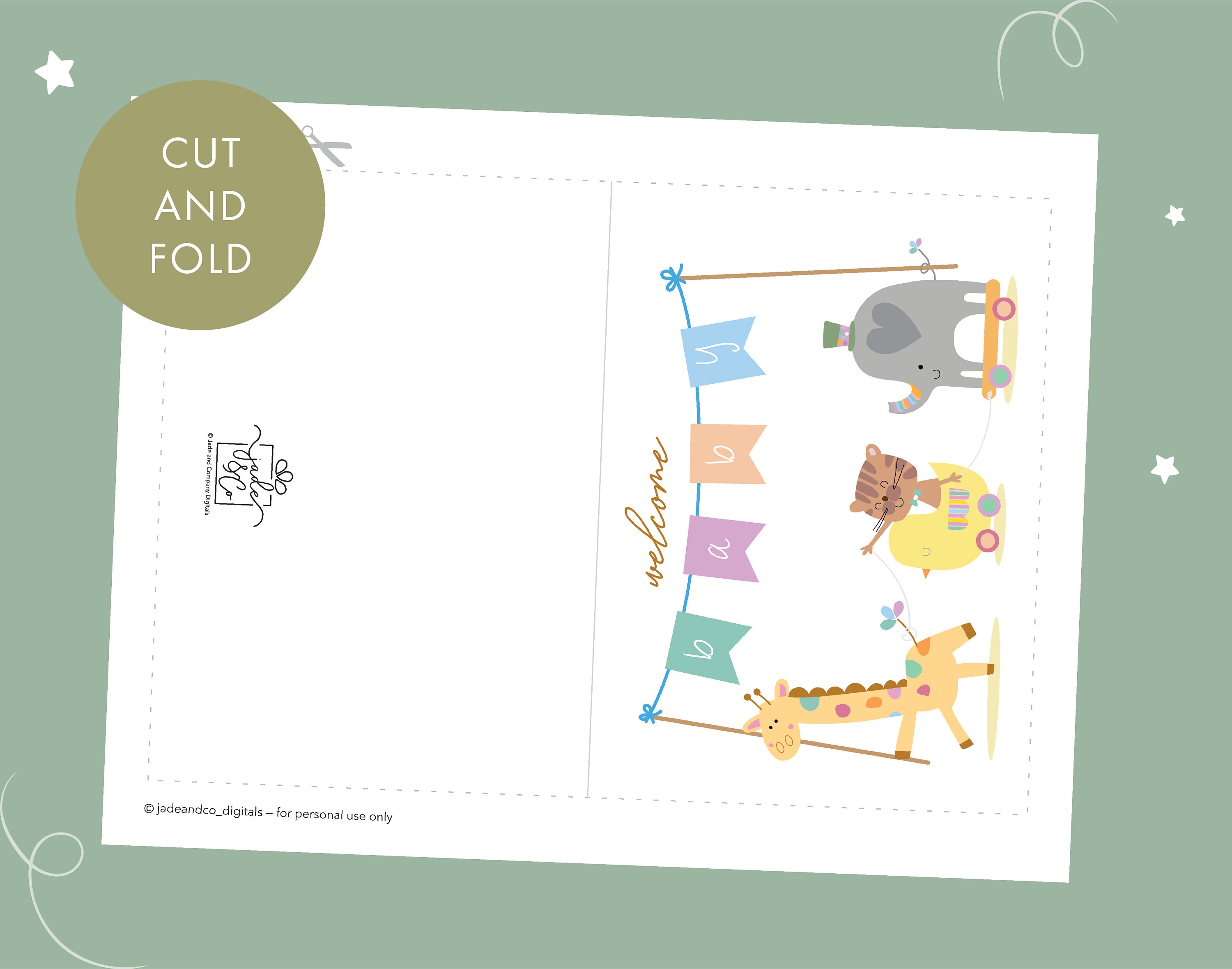 PRINTABLE Welcome Baby Animal Parade Gender Neutral Baby - Etsy