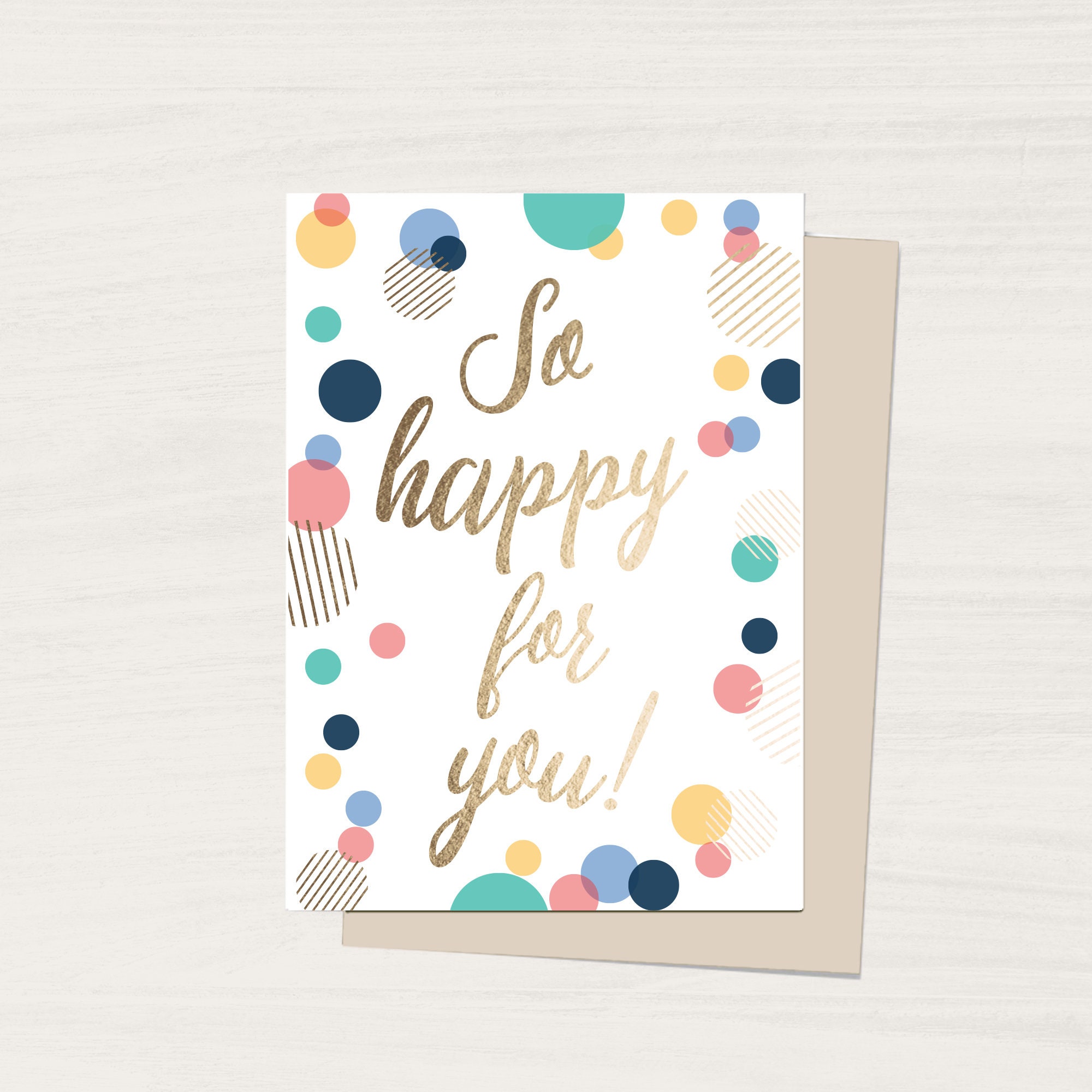 Congratulations Card: Gold Lettering, Confetti Dots (digital Download ...