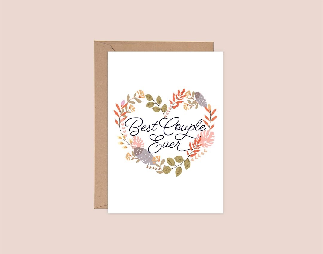 PRINTABLE Best Couple Ever Floral Boho Heart Congratulations Wedding ...