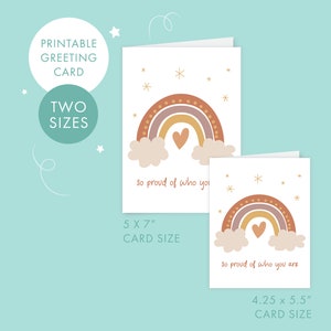 PRINTABLE so Proud of Who You Are Boho Rainbow Heart Affirmation Card ...
