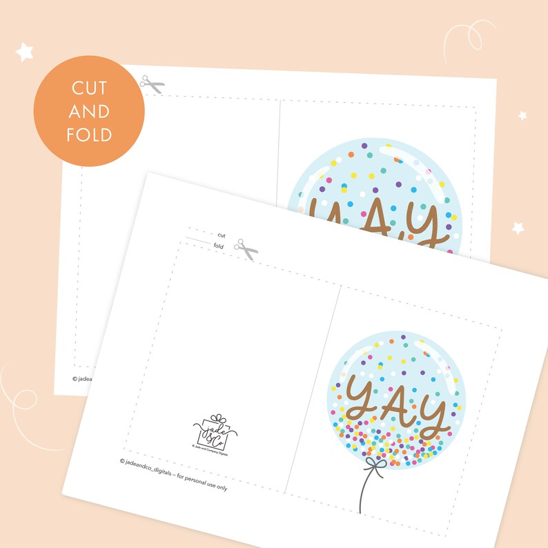 PRINTABLE Yay Colorful Confetti Blue Balloon Congratulations Birthday ...