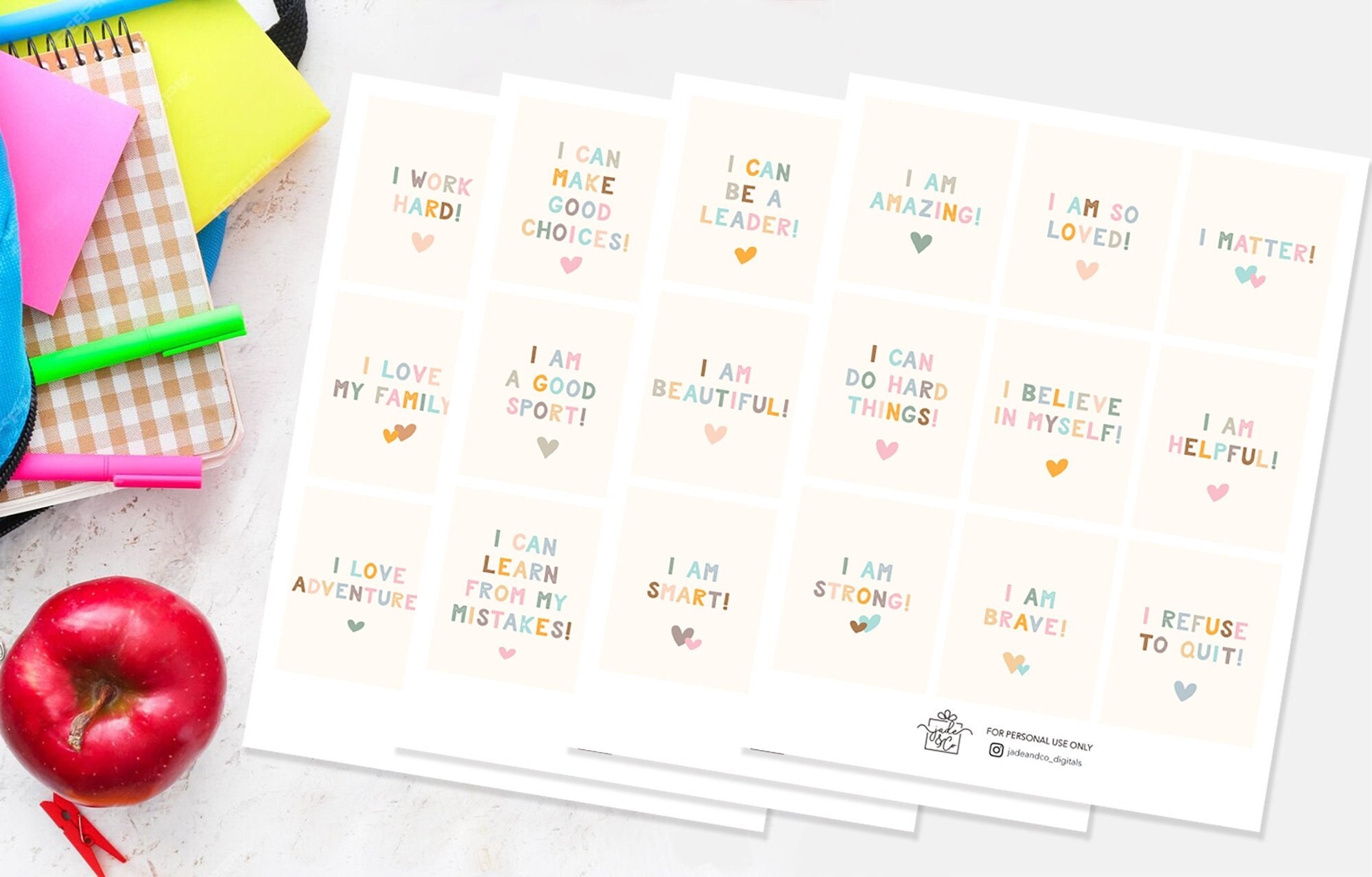PRINTABLE Positive Motivational Lunchbox Affirmation Cards for Kids and ...