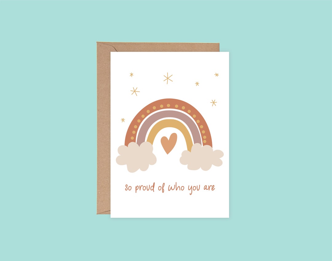PRINTABLE so Proud of Who You Are Boho Rainbow Heart Affirmation Card ...