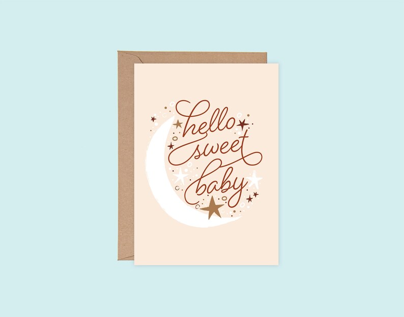 PRINTABLE Hello Sweet Baby Lettering Boho Twinkle Little Star Moon Baby ...
