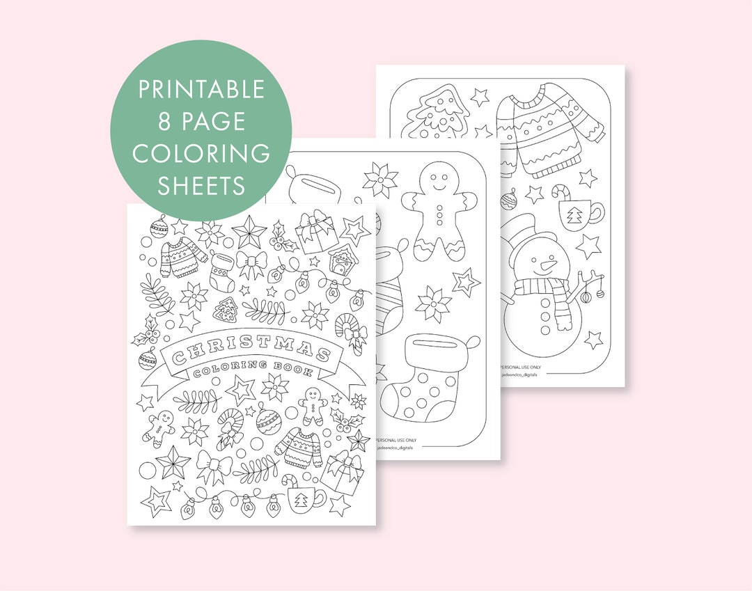 PRINTABLE 8 Page Christmas Coloring Pages for Holiday or Classroom ...