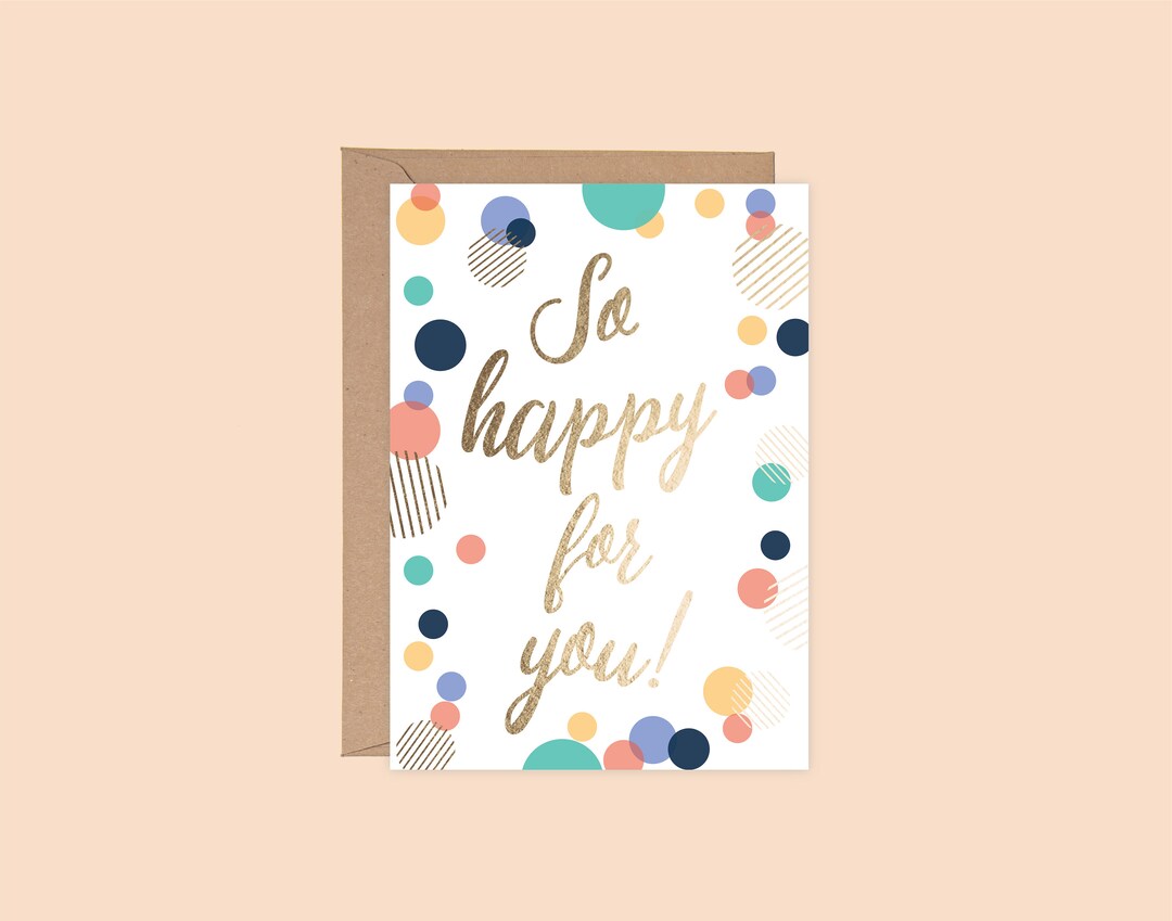 Congratulations Card: Gold Lettering, Confetti Dots (digital Download ...