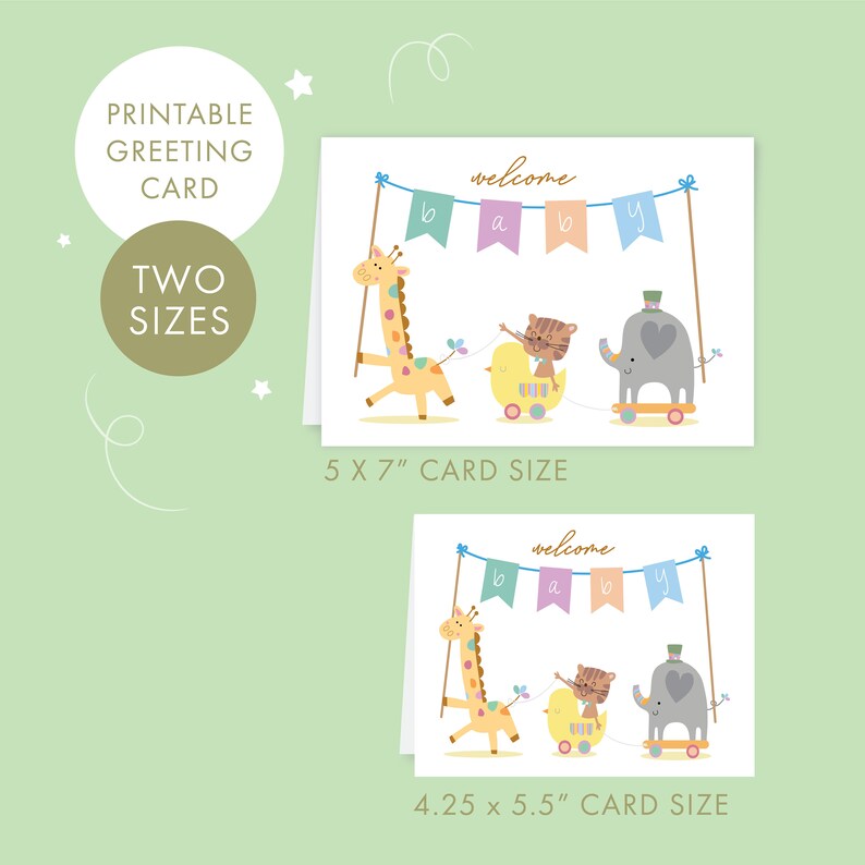 Animal Parade Baby Shower Card: Gender Neutral Printable (digital ...