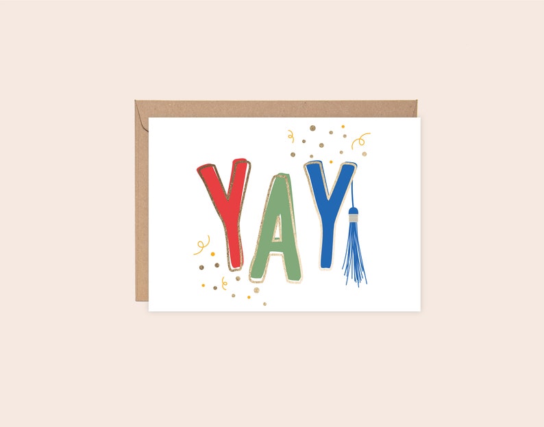 PRINTABLE Yay Colorful Gold Lettering Graduation Tassel Congratulations ...