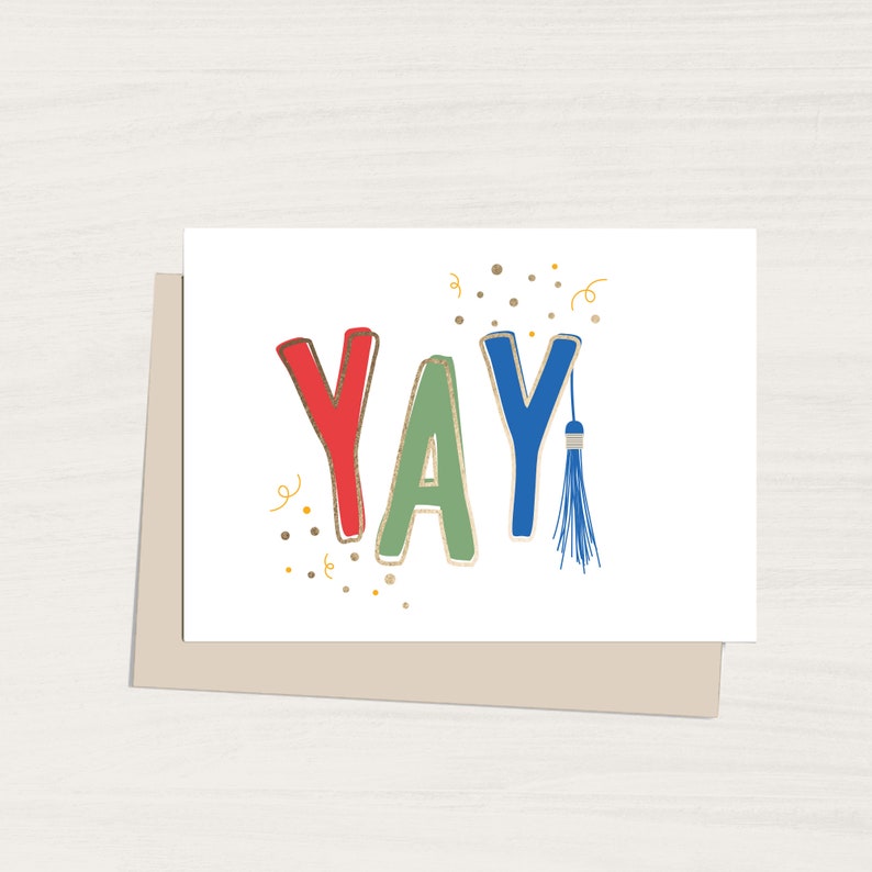 PRINTABLE Yay Colorful Gold Lettering Graduation Tassel Congratulations ...