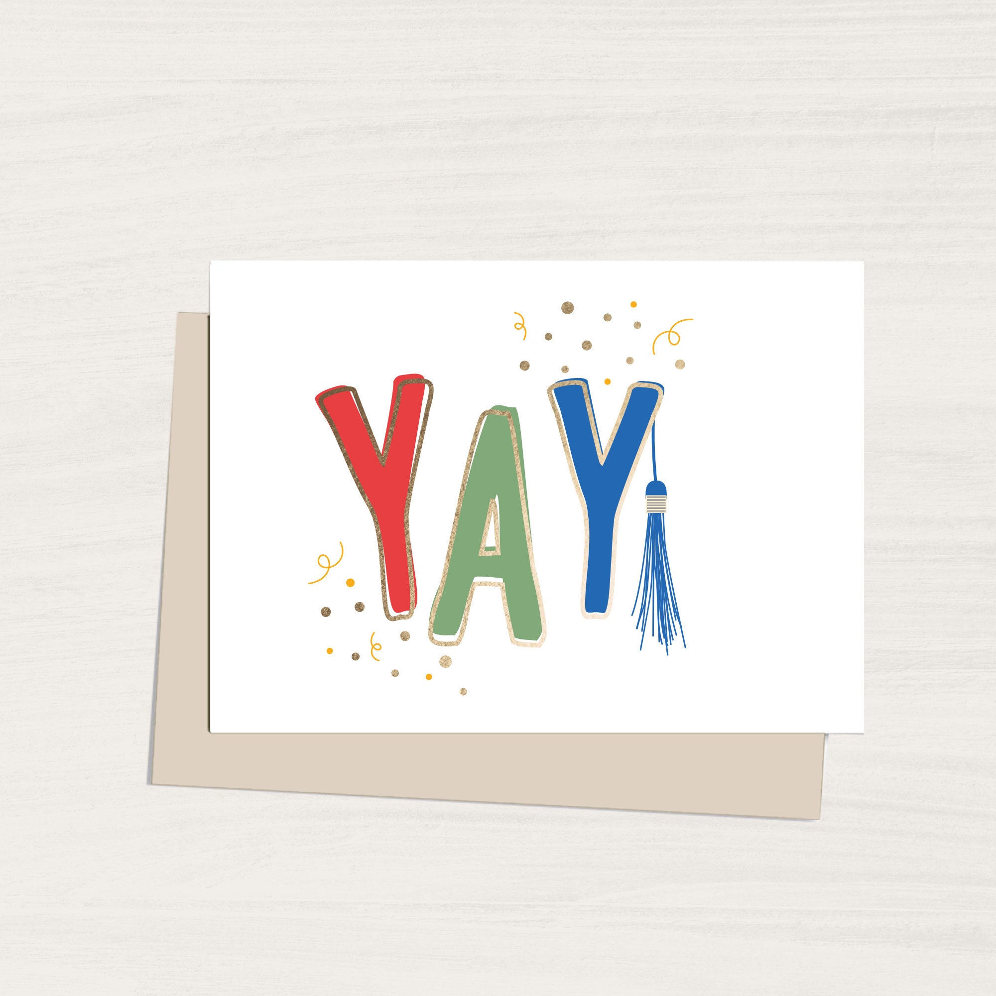 PRINTABLE Yay Colorful Gold Lettering Graduation Tassel Congratulations ...