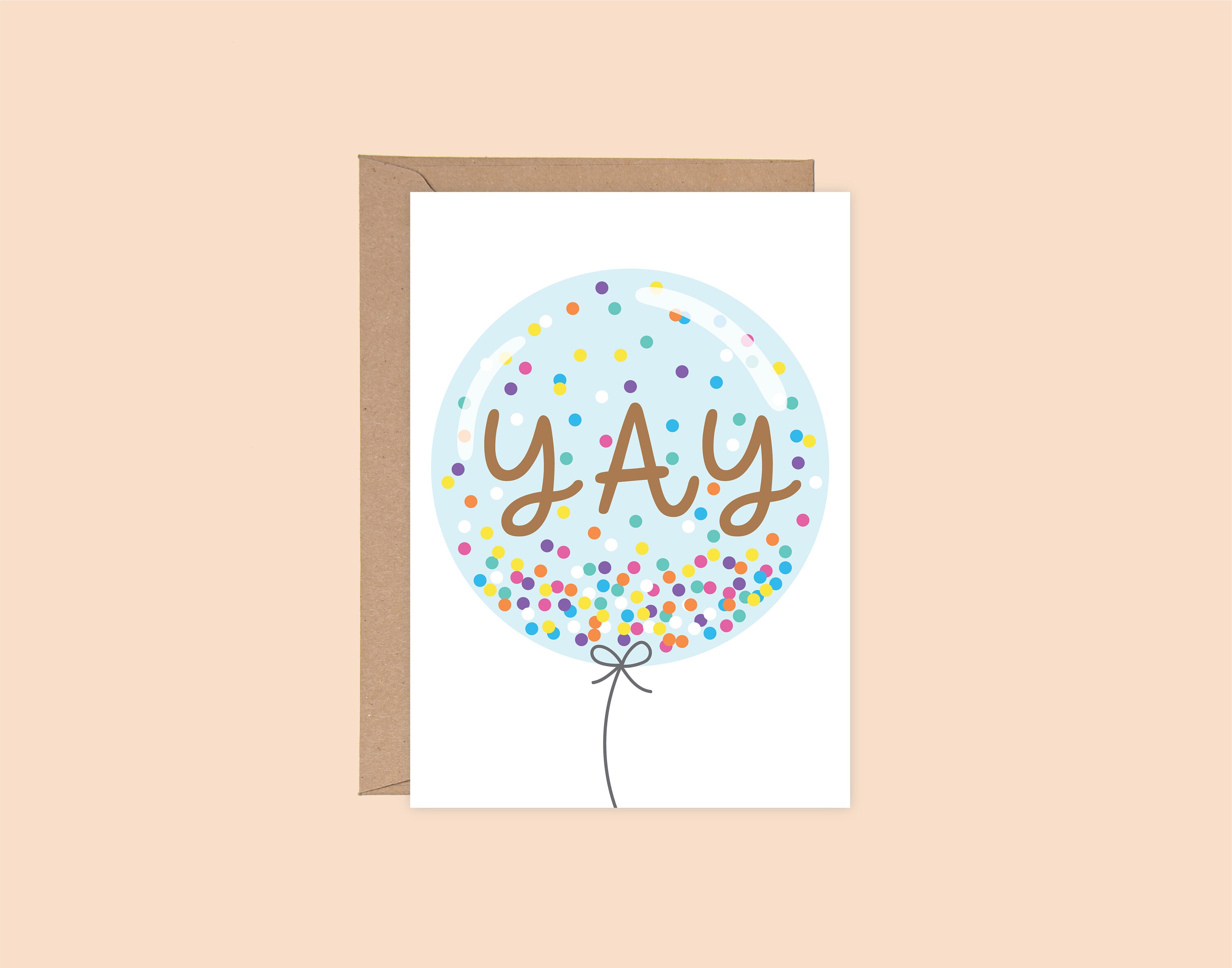 PRINTABLE Yay Colorful Confetti Blue Balloon Congratulations Birthday ...