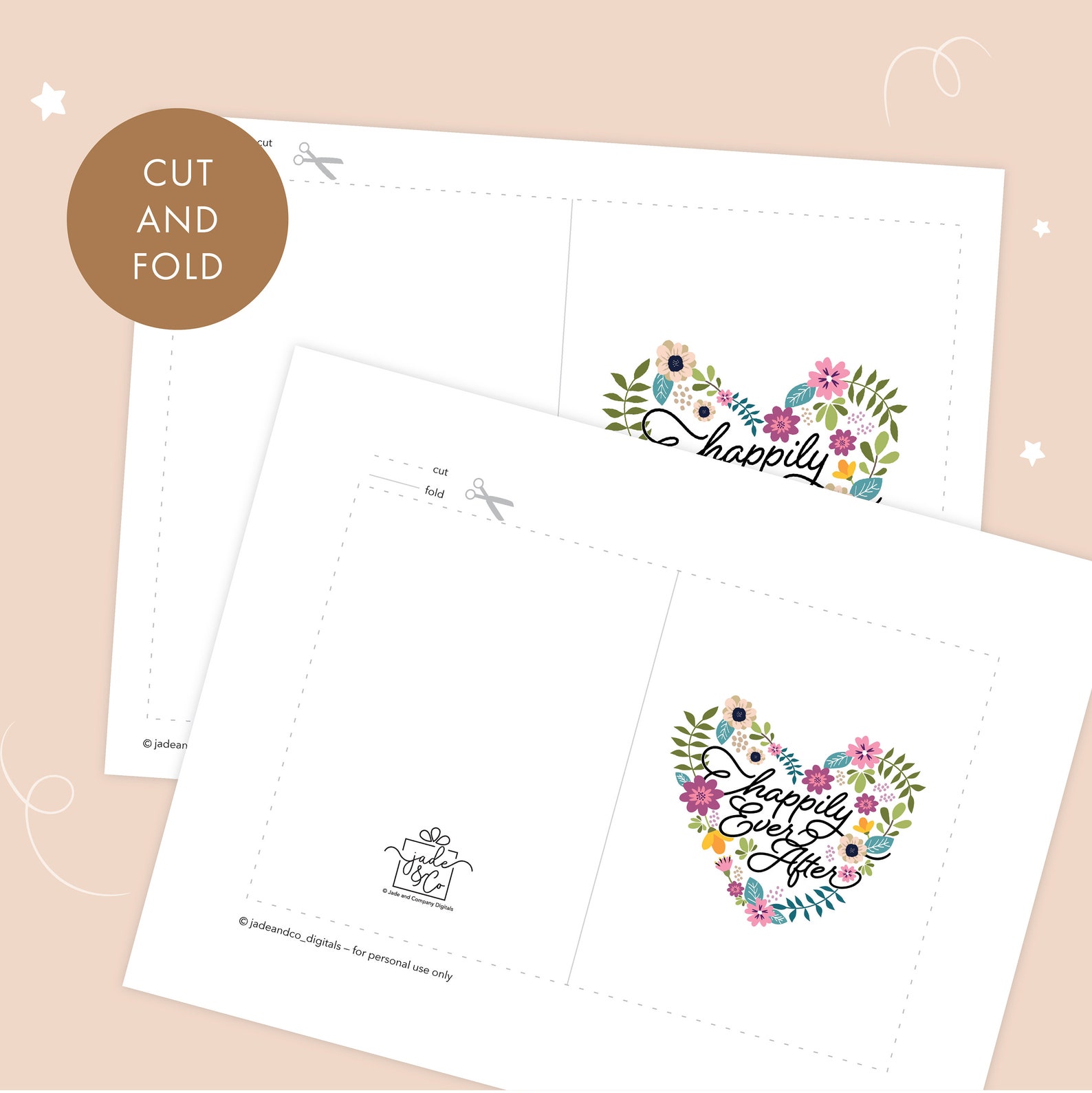 PRINTABLE Happily Ever After Lettering Floral Heart Congratulations ...