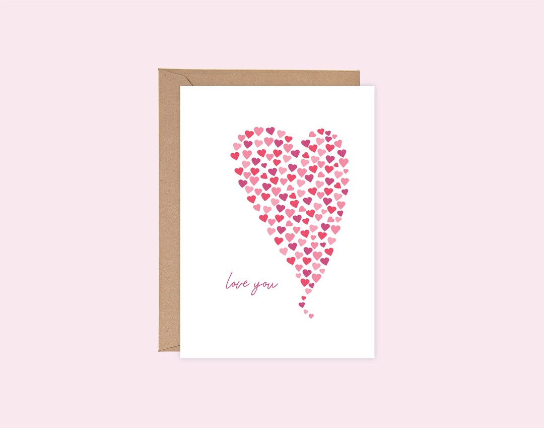 PRINTABLE Love You Happy Anniversary Red Pink Hearts in One Big Heart ...
