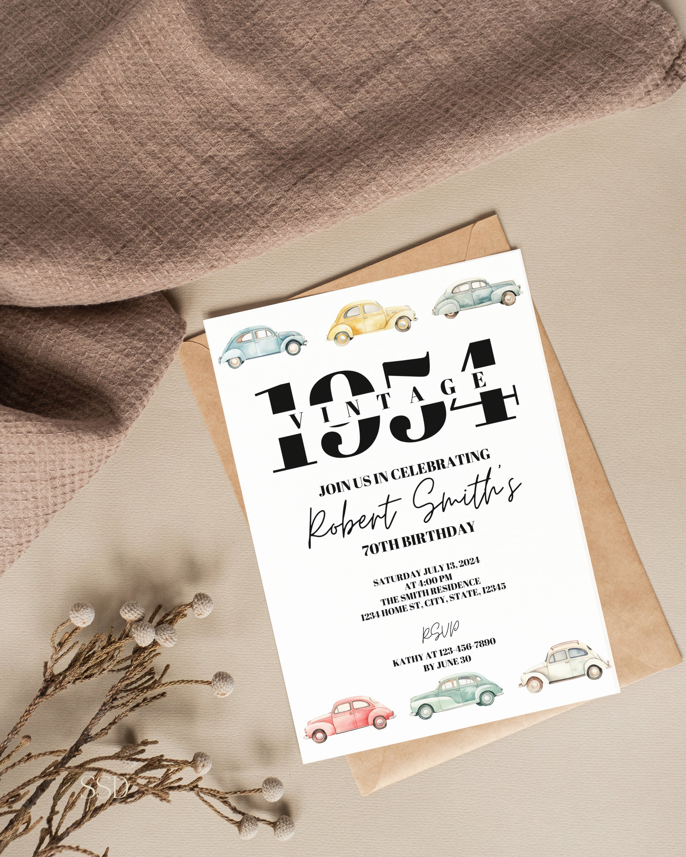 Vintage Cars Birthday Invitation - Etsy