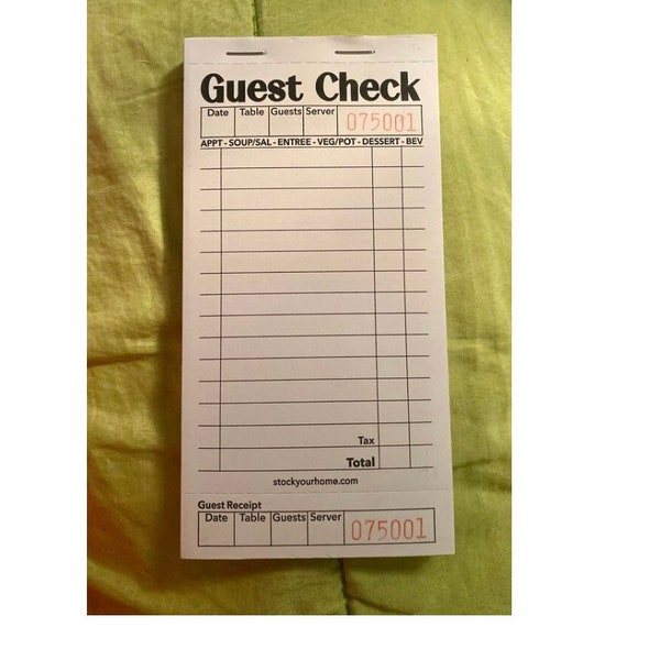 Guest Check Book - Etsy