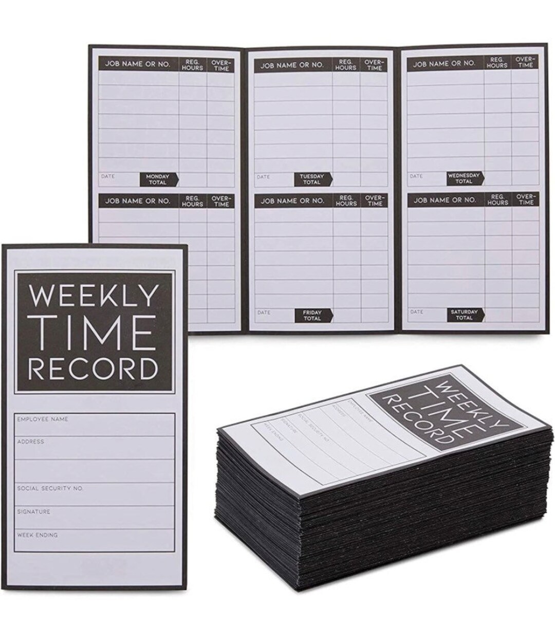 10 Black & White Time Cards - Etsy