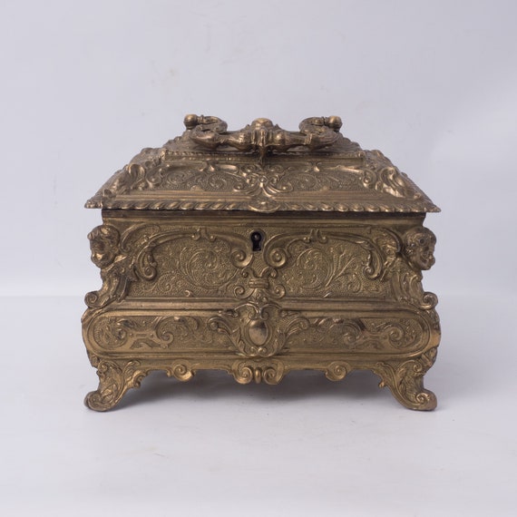 Brass Plated Antique/Victorian Jewellery Box 19th Cen… - Gem