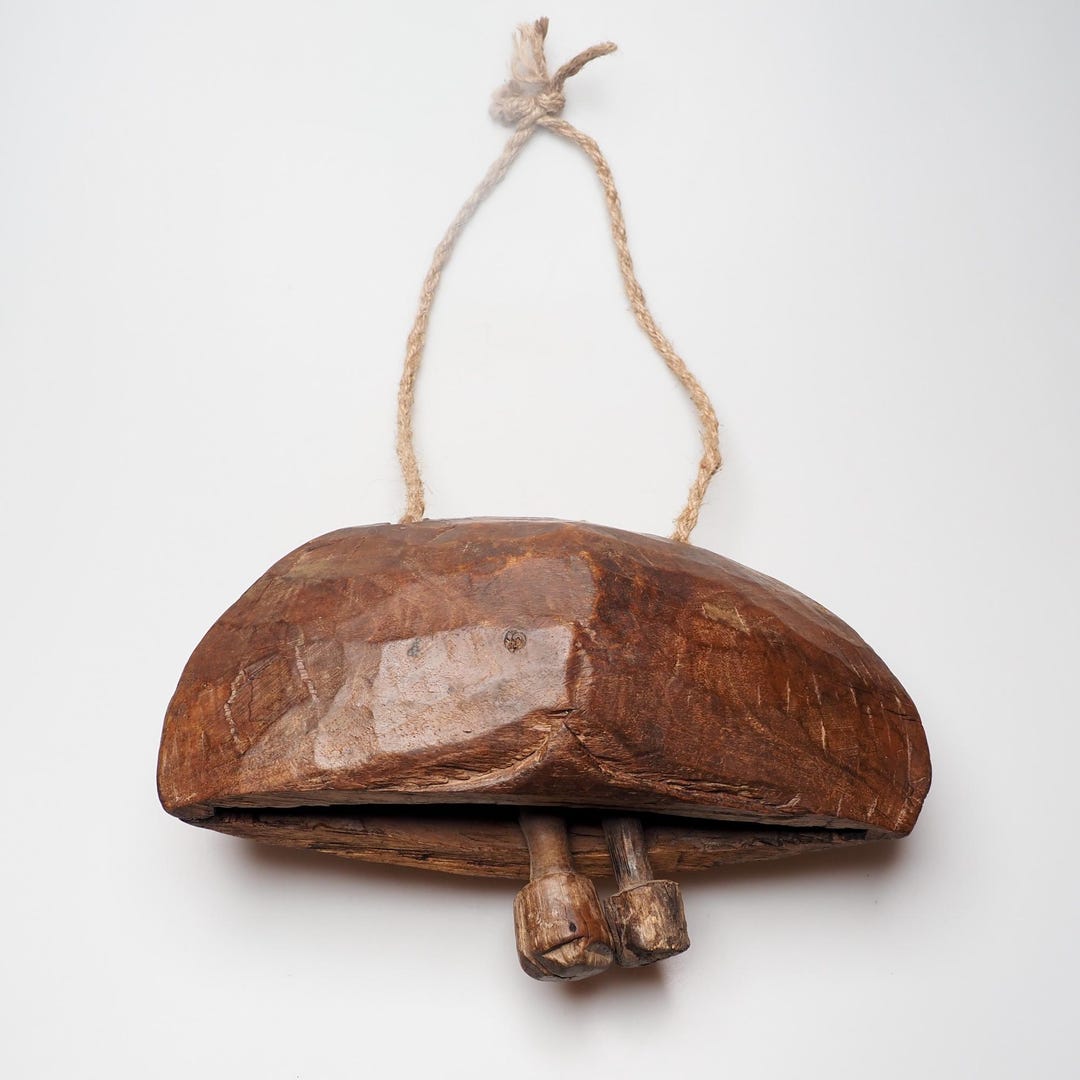 Vintage Cow/camel Bell |tribal Livestock Wooden Bell | Ceremonial Folk ...