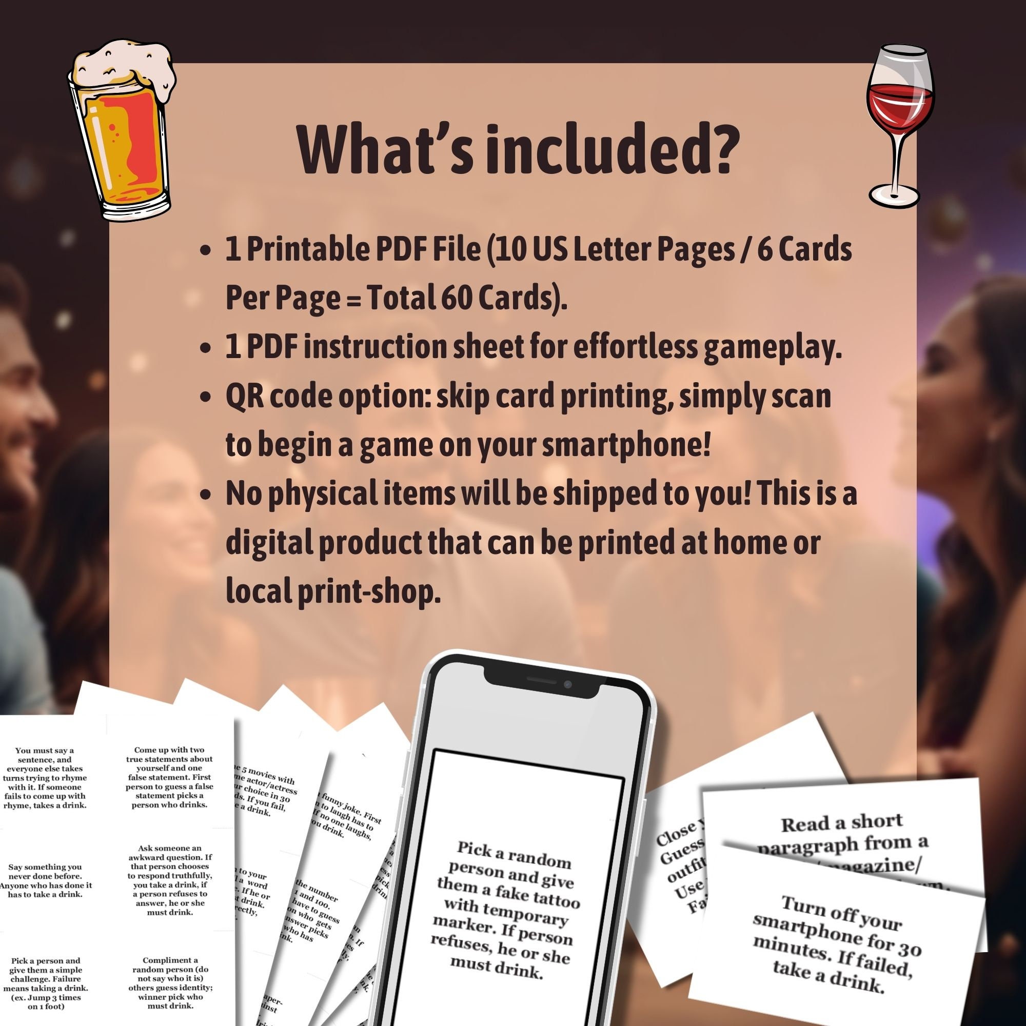 Party Drinking Game Printable or Online Instant Download PDF Drinking ...
