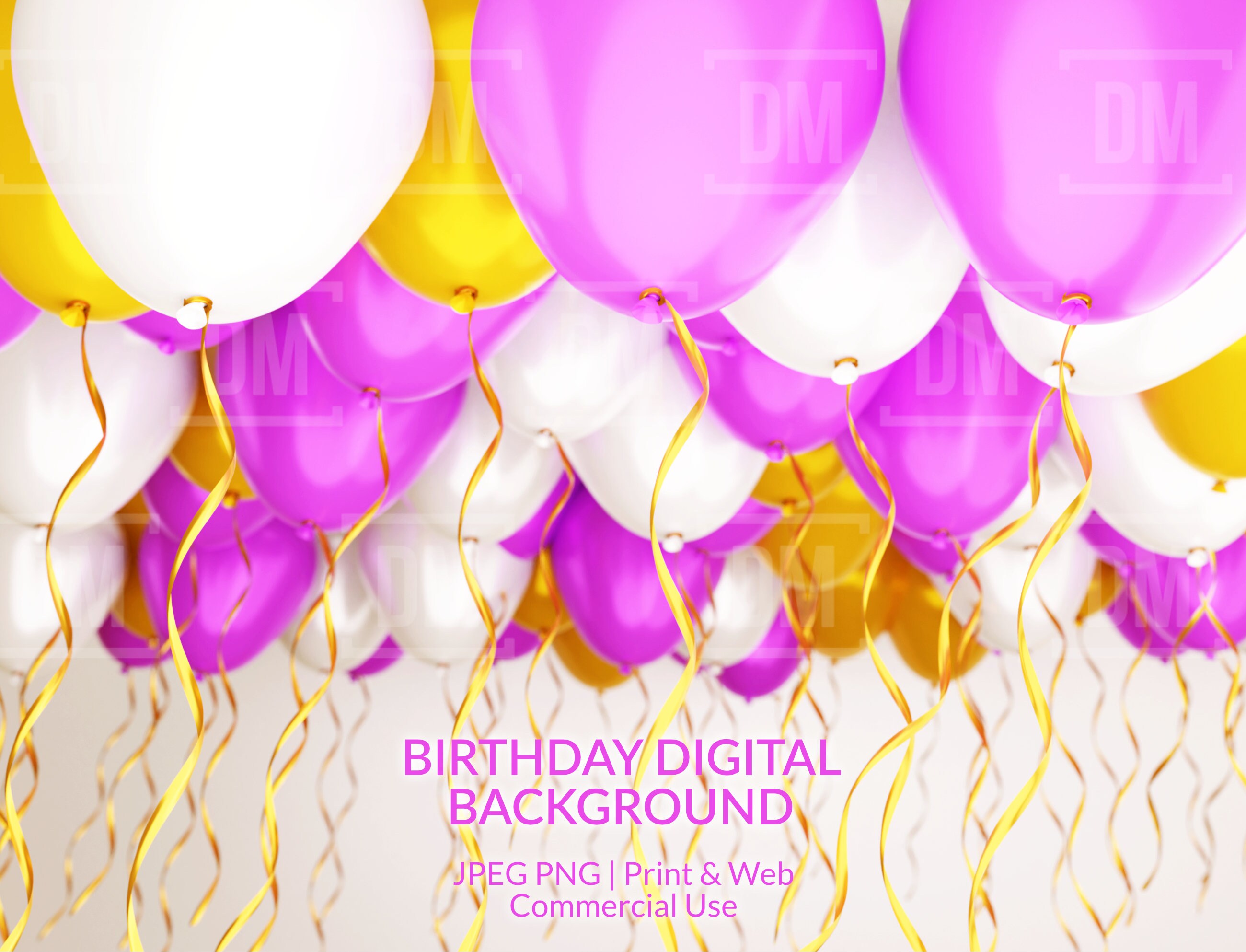 Balloons Digital Background ~ Digital Photo Overlay ~ Birthday Digital ...
