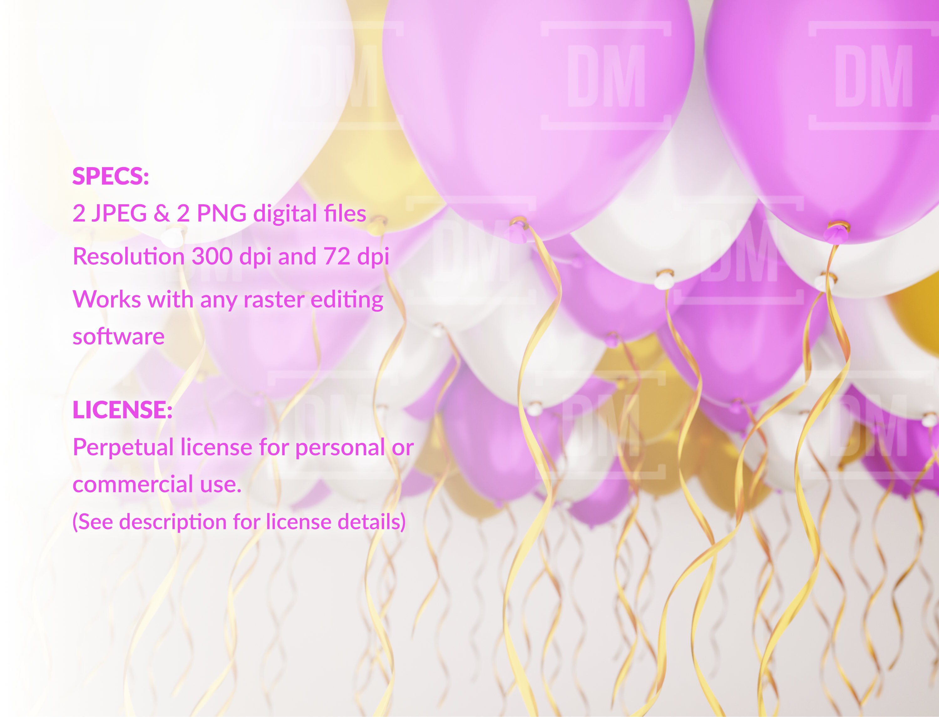 Balloons Digital Background Digital Photo Overlay Birthday Digital ...