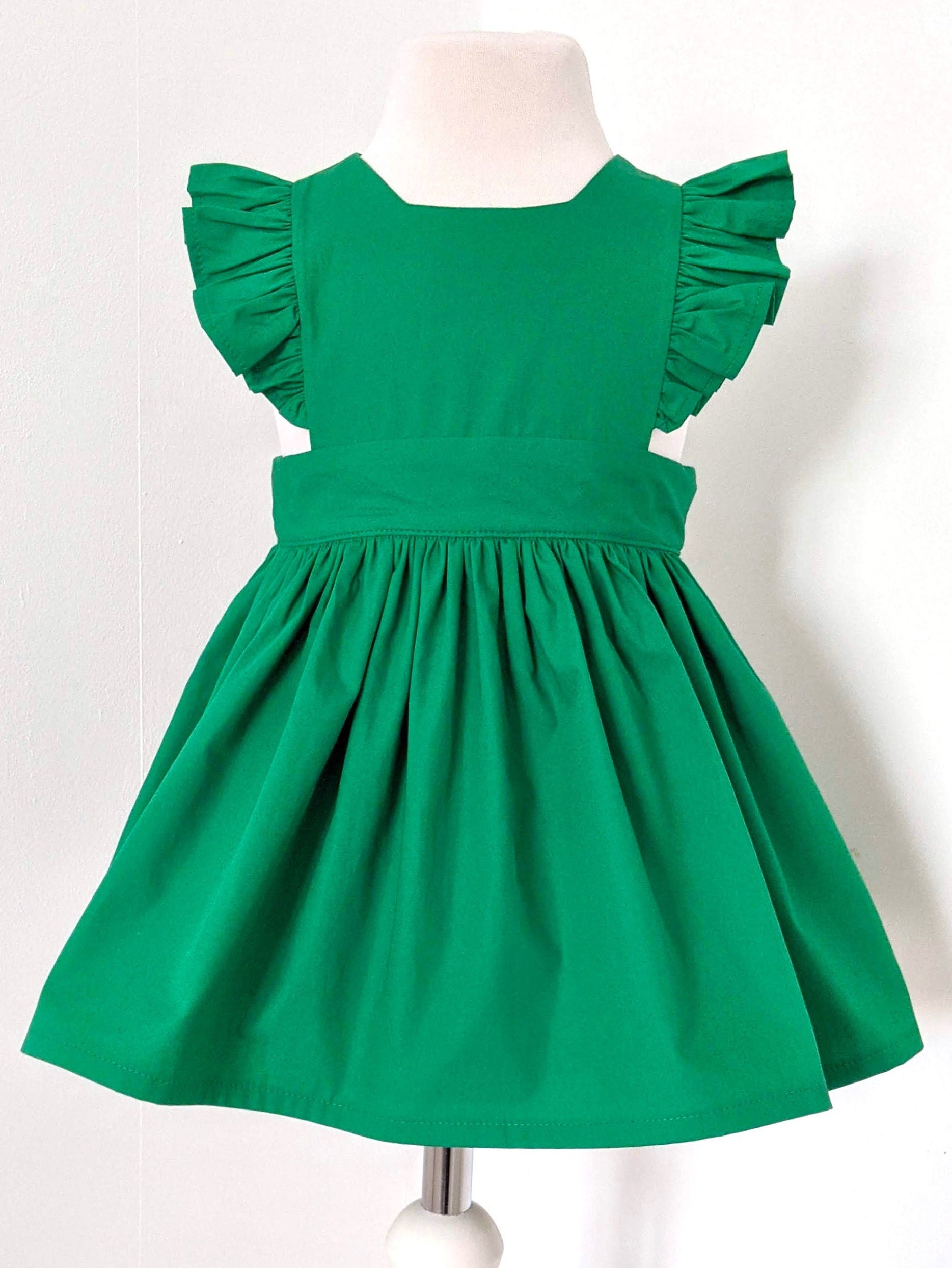 Girls Emerald Green Pinafore Dress | Toddler to Big Girl Sizes 2-10 - Etsy
