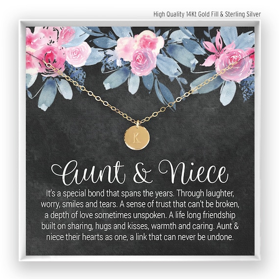 Aunt Niece Necklace Aunt Niece Gift Aunt Niece Jewelry Aunt Niece Quotes Birthday Gift Christmas Gift 14kt Gold Filled Rose Silver Etsy