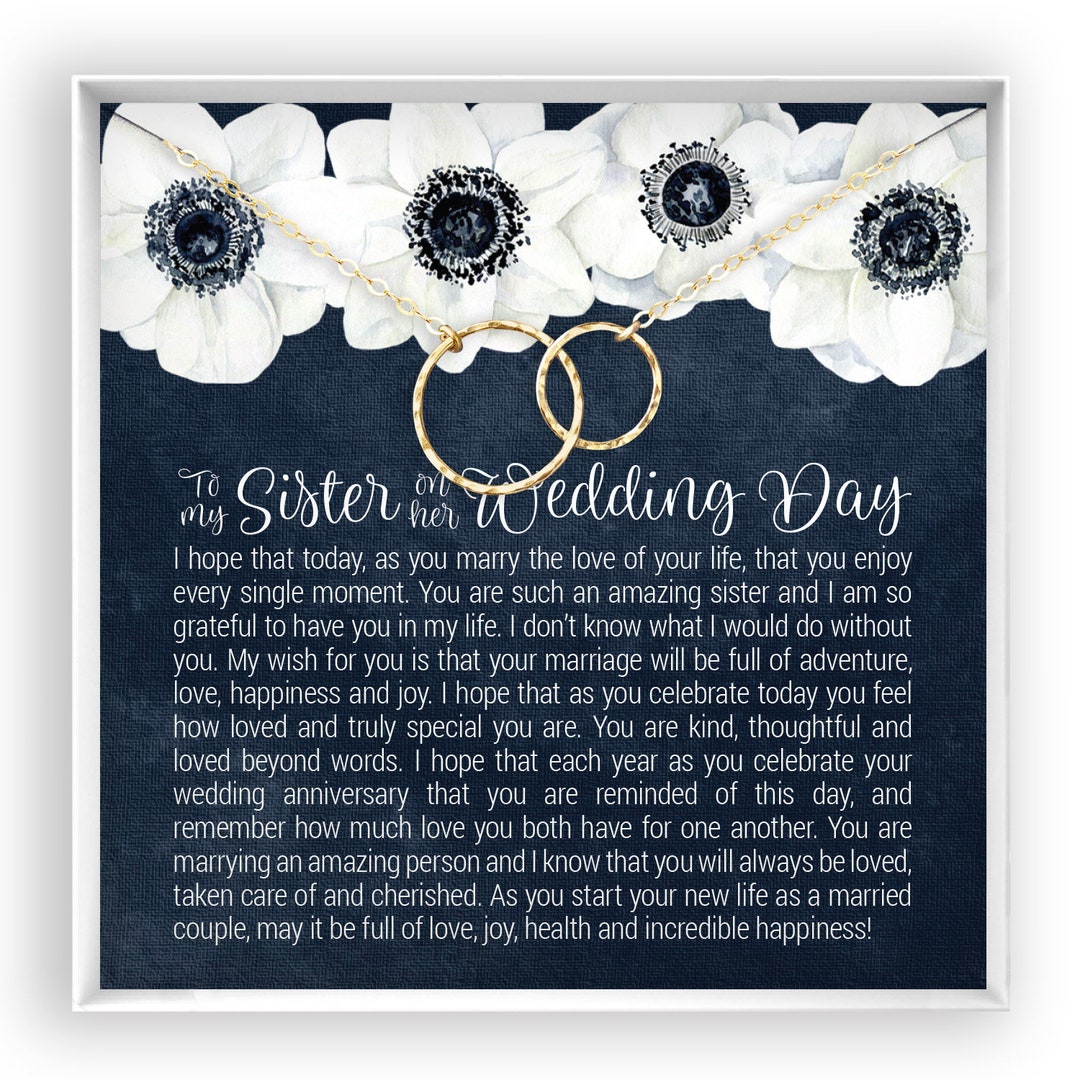 Sister Wedding Day Gift, to Bride From Sister Necklace, Sister to Bride ...