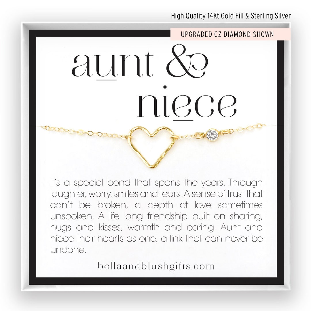 Aunt & Niece Necklace, Open Heart Necklace, Aunt Gift, Heart Bracelet ...