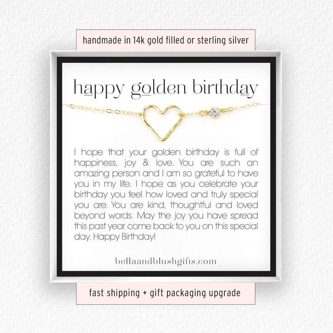 Golden Birthday Gift, Golden Birthday Necklace, Happy Golden Birthday ...