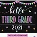 Hello Third Grade Sign First Day of Third Grade Sign Printable | Etsy