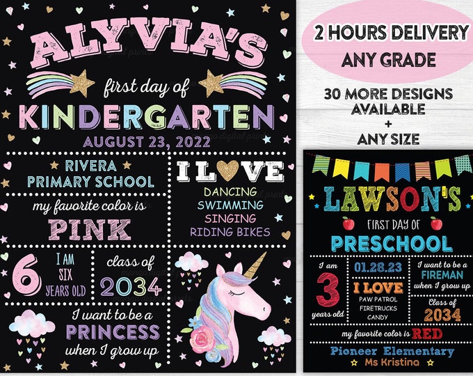 Editable Back to School Sign, Printable First Day of School Sign, First ...