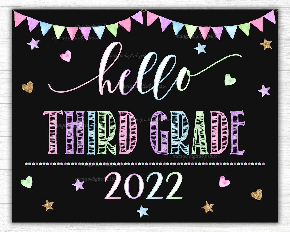 Hello Third Grade Sign First Day of Third Grade Sign Printable - Etsy