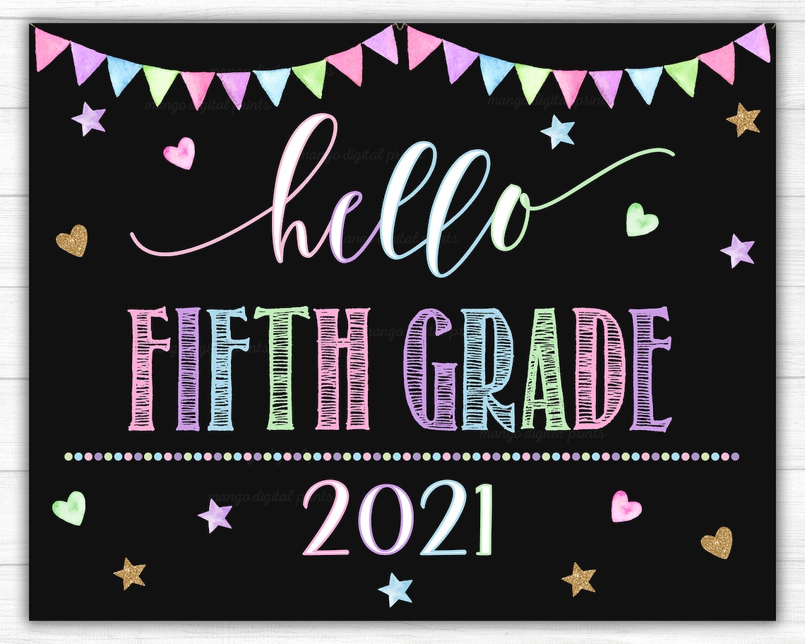 Hello Fifth Grade Sign First Day of Fifth Grade Sign Printable | Etsy