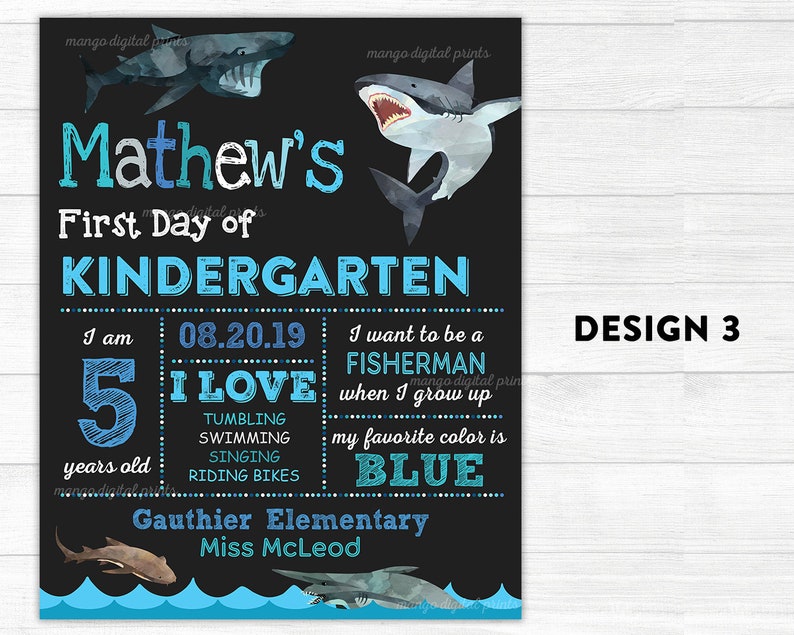 Boy First Day of Kindergarten Sign Printable Instant Download - Etsy