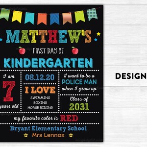 Boy First Day of Kindergarten Sign Printable Instant Download Boys ...