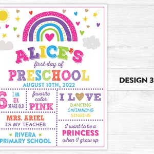 First Day of Preschool Sign Printable First Day of School Sign Back to ...