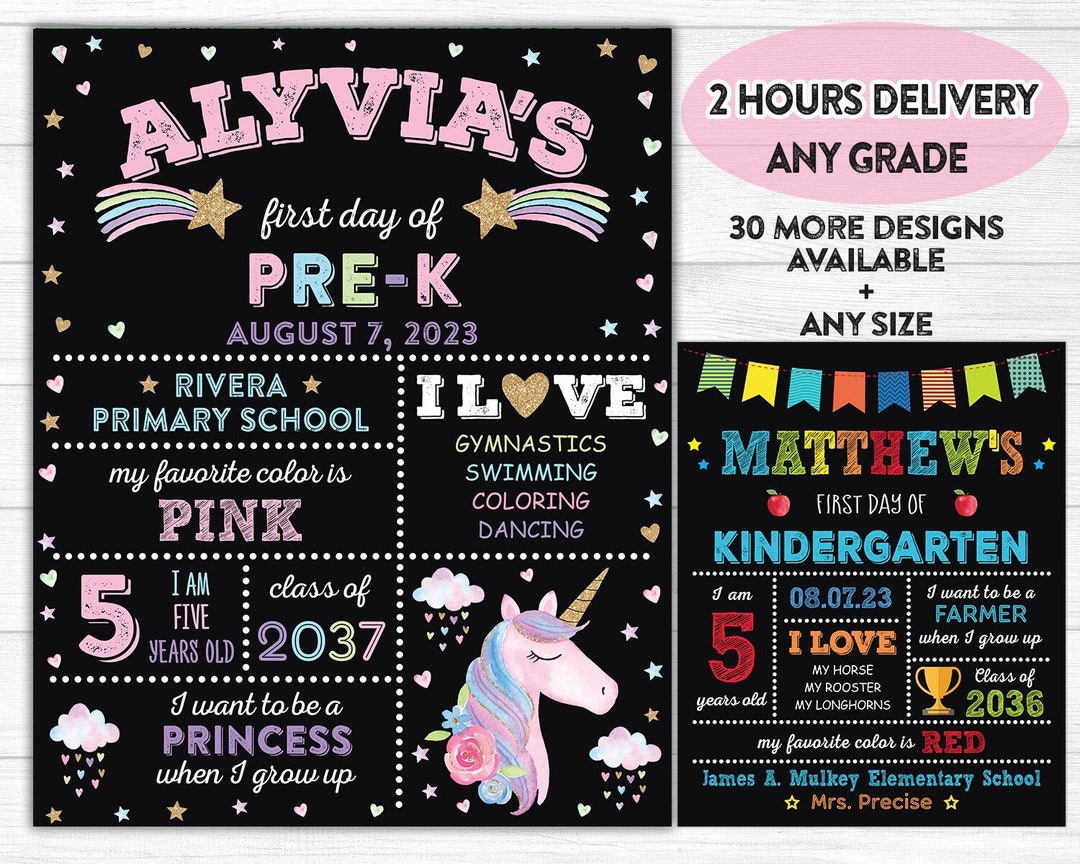 First Day of Pre-k Sign INSTANT DOWNLOAD PRINTABLE First Day of School ...