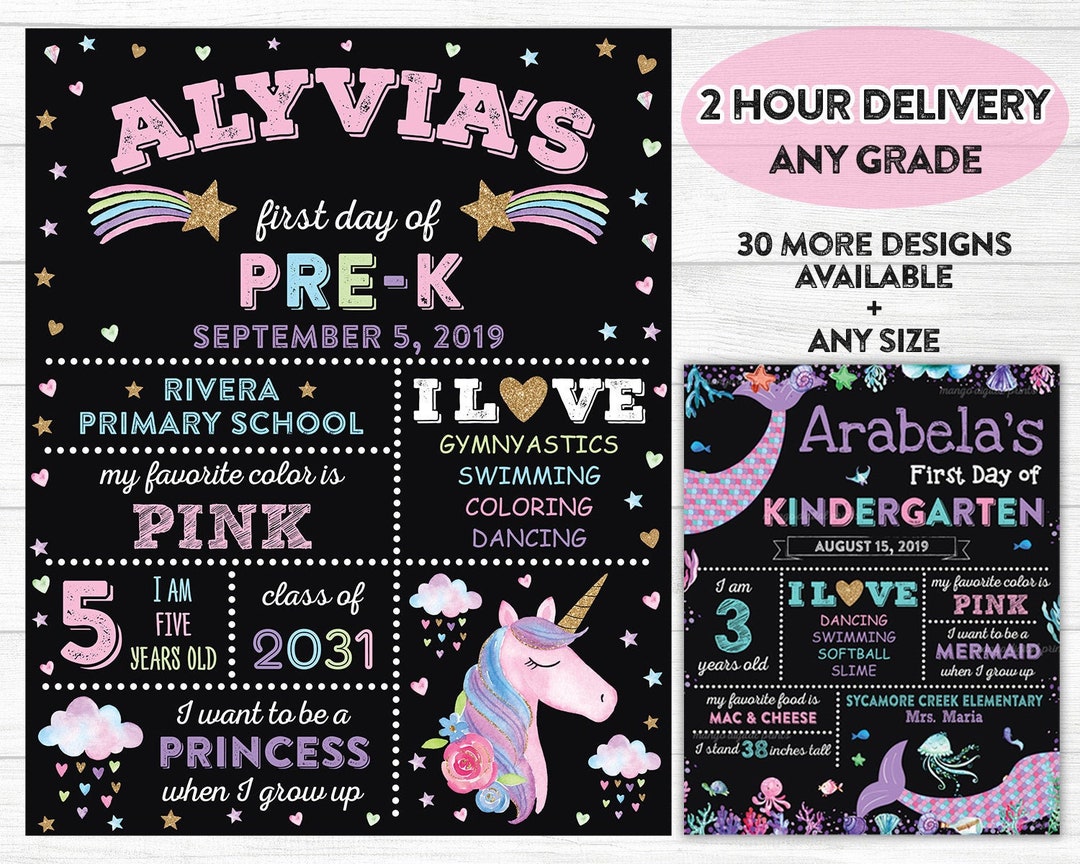 First Day of Pre-k Sign INSTANT DOWNLOAD PRINTABLE First Day of School ...