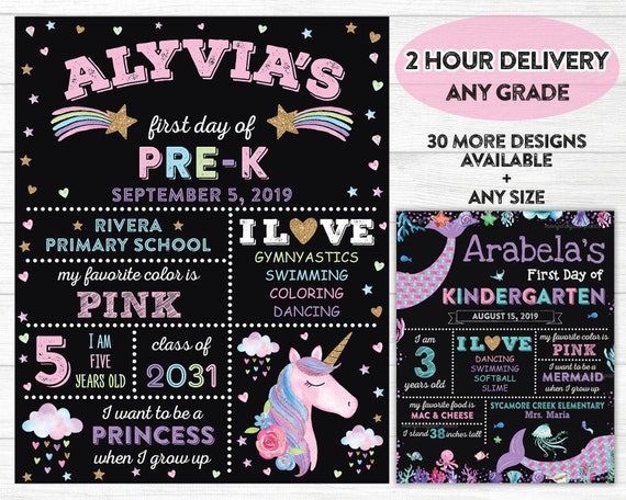 First Day of Pre-k Sign INSTANT DOWNLOAD PRINTABLE First Day | Etsy