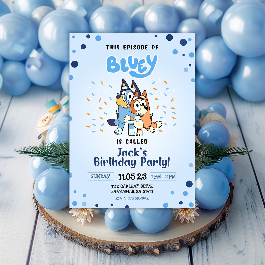 Bluey Editable Birthday Invitation Digital Birthday Party Invitation ...