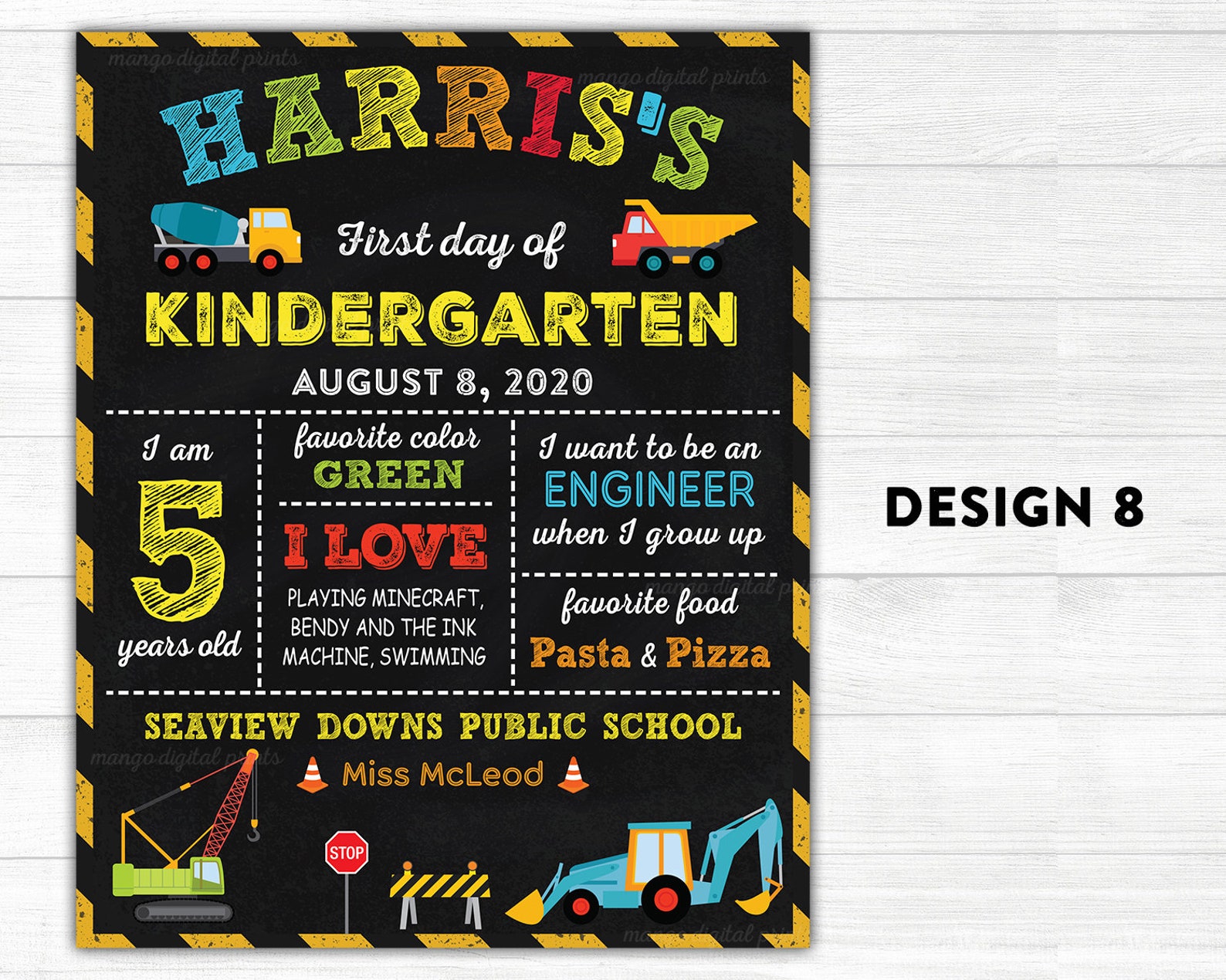 Boy First Day of Kindergarten Sign Printable Instant Download - Etsy