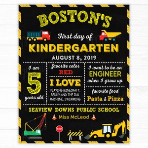 Boy First Day Of Kindergarten Sign Printable Instant Download | Etsy
