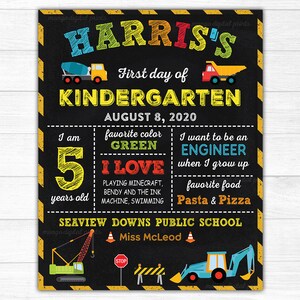 Boy First Day Of Kindergarten Sign Printable Instant Download | Etsy